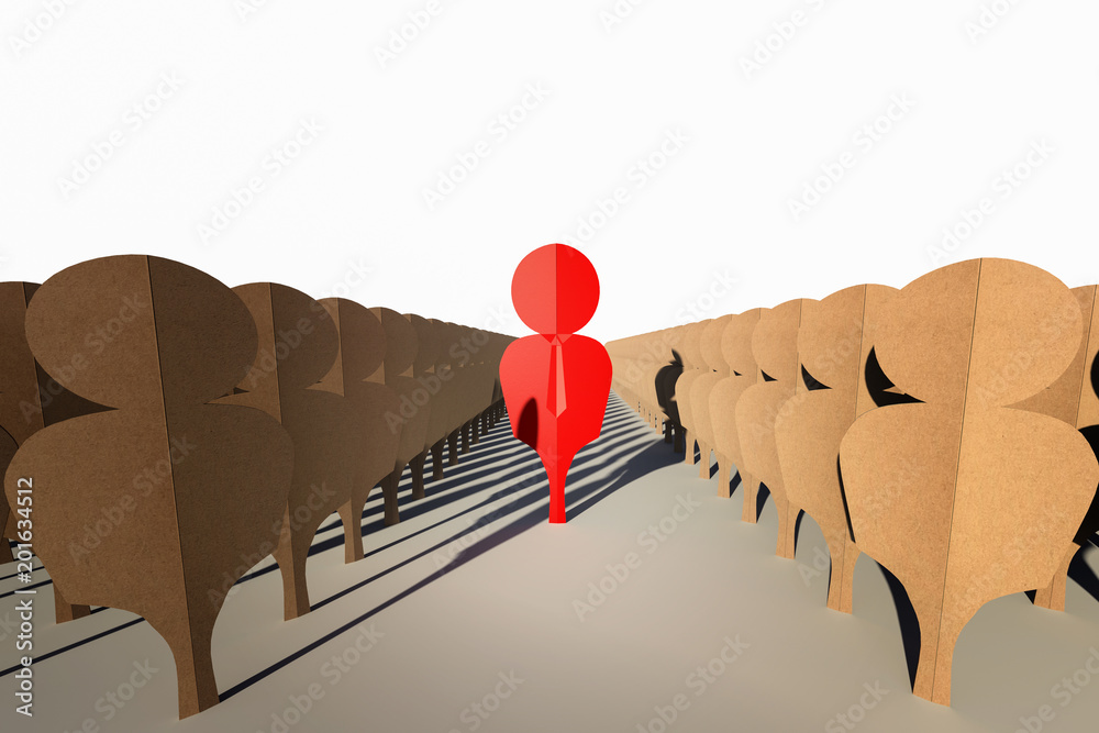 business success leadership people with 3d rendering red man color ...