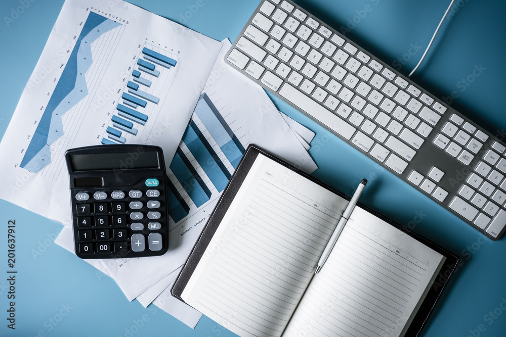Office working desk table, The business hands hoilding a pen for note ...