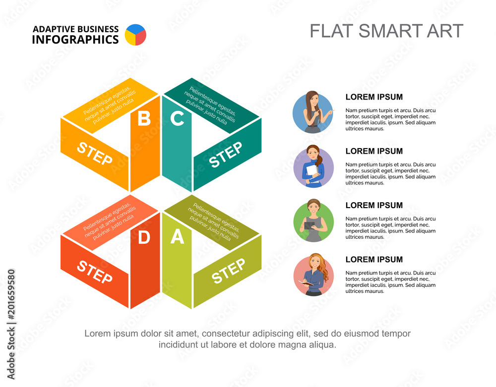 Four steps strategy process chart template for presentation. Business ...