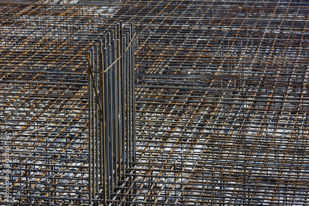 Fragment of the frame from the reinforcement, for pouring the formwork ...