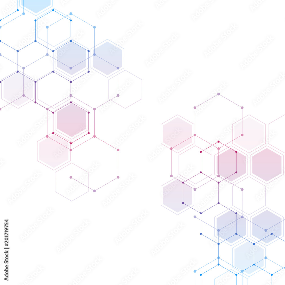 Hexagon background design. Geometric abstract background with molecular ...