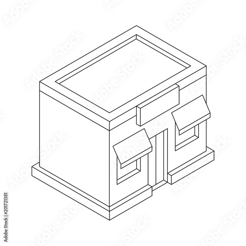 Store front. Outline isometric drawing Stock Vector | Adobe Stock