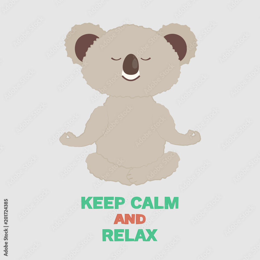 Cute and cozy Vector Illustration of cartoon koala soar in lotus pose ...