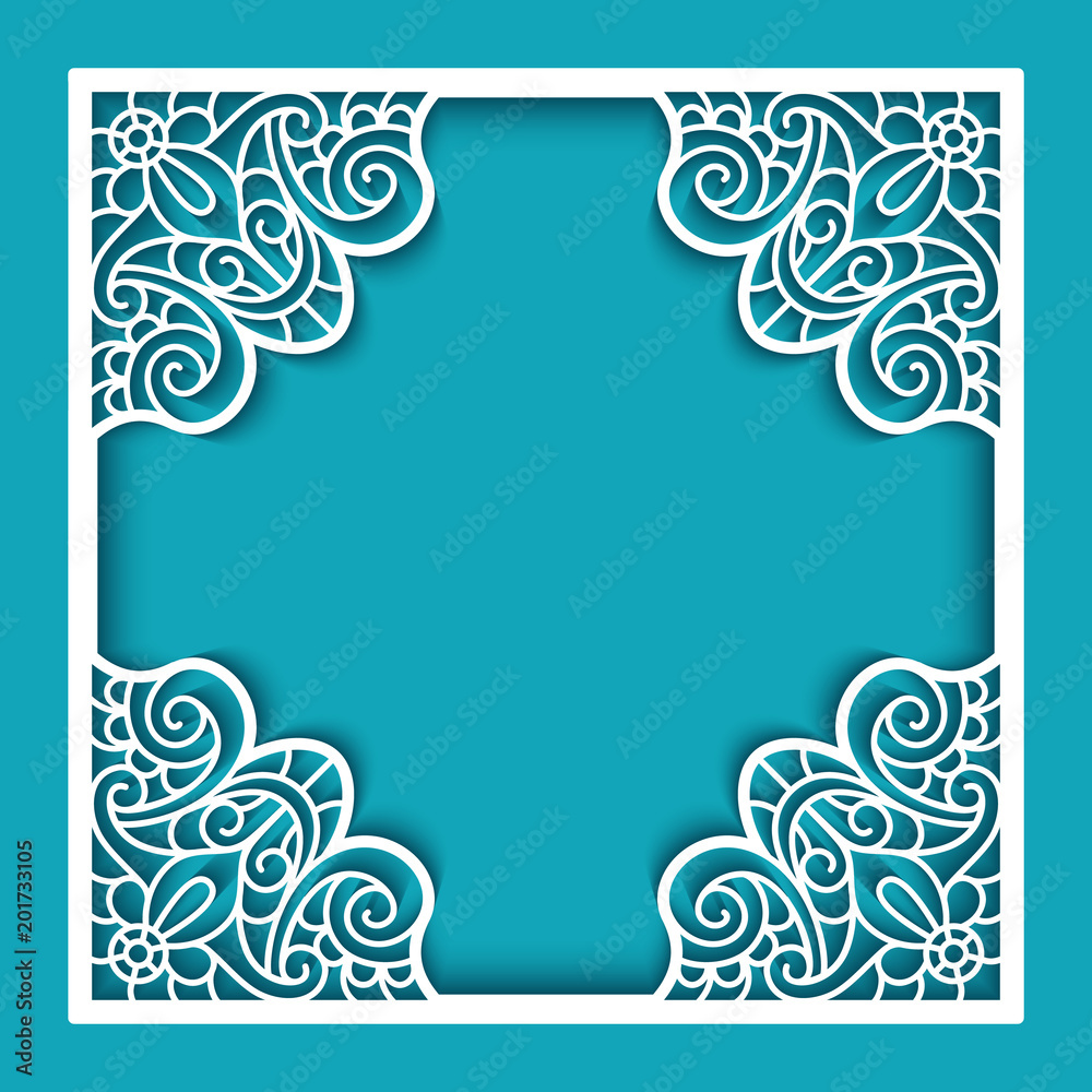 Square frame with lace corner patterns Stock Vector | Adobe Stock