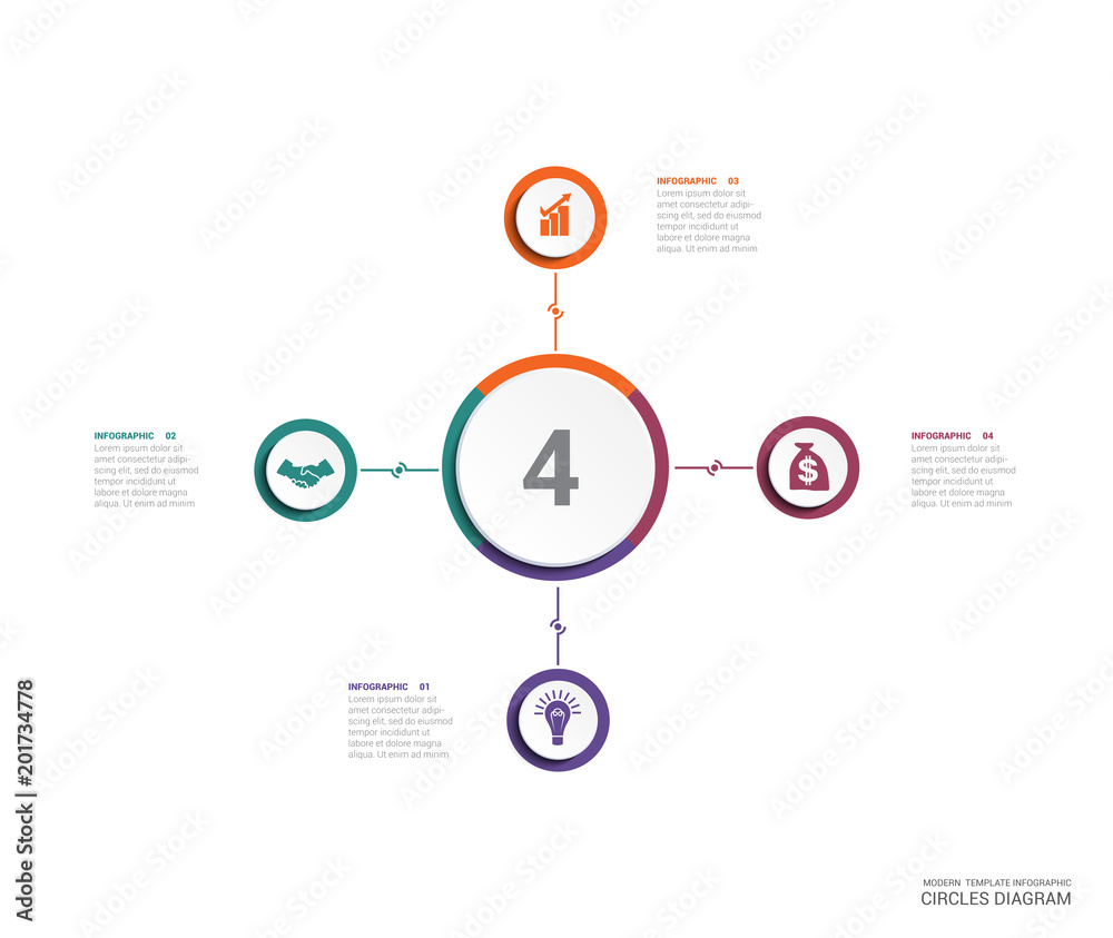 Area chart diagram data Elements For Template infographics 4 position ...