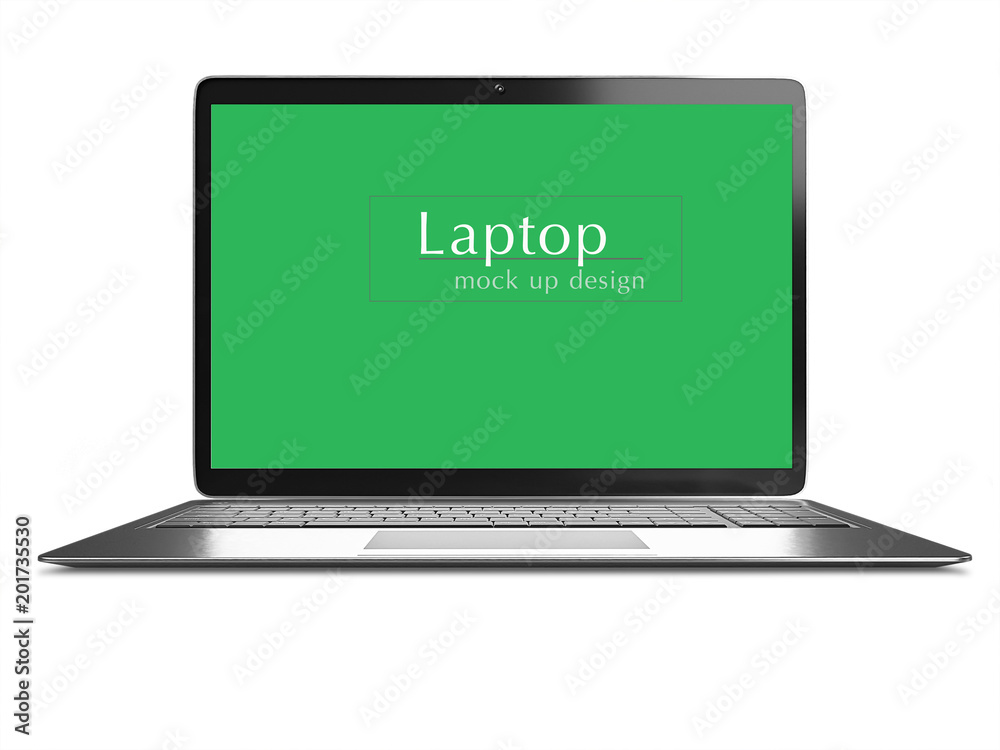 Modern computer laptop isolated on white background with blank screen ...