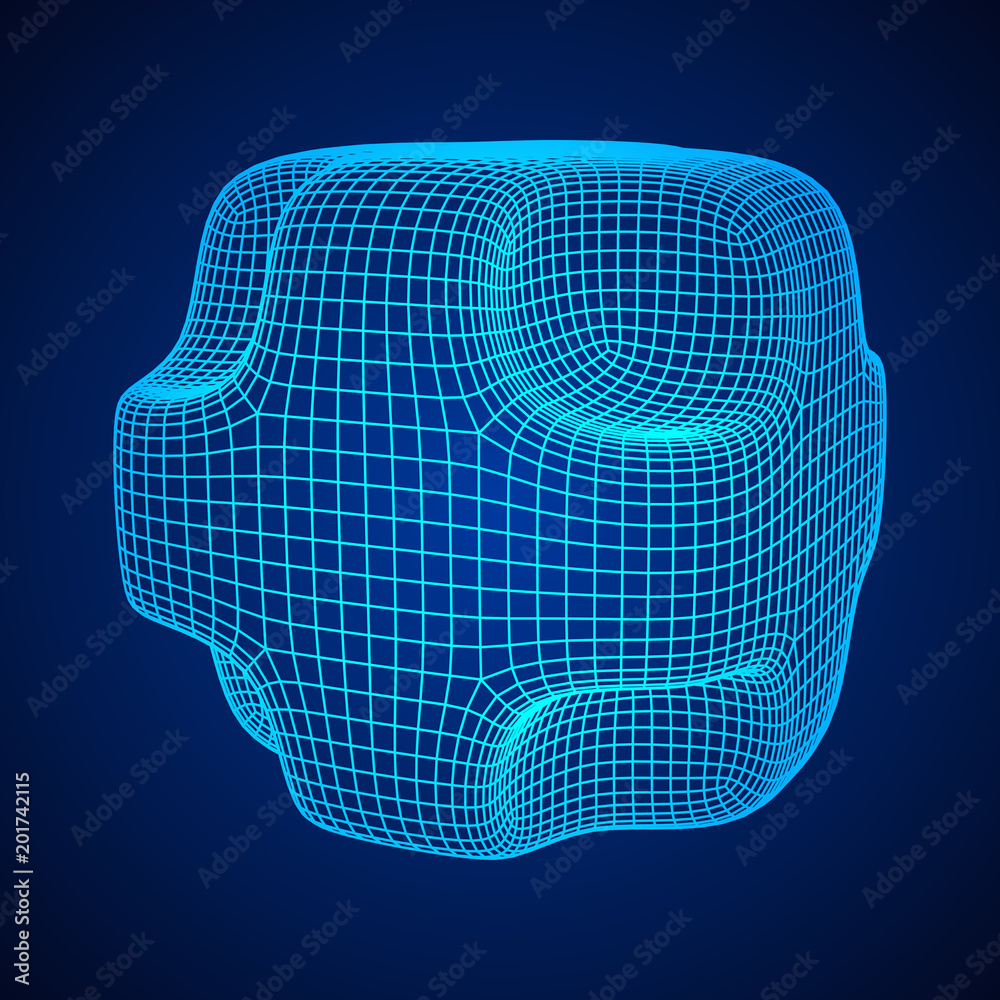 Wireframe Necker Smooth Cube. Cube of connected lines. Molecular ...