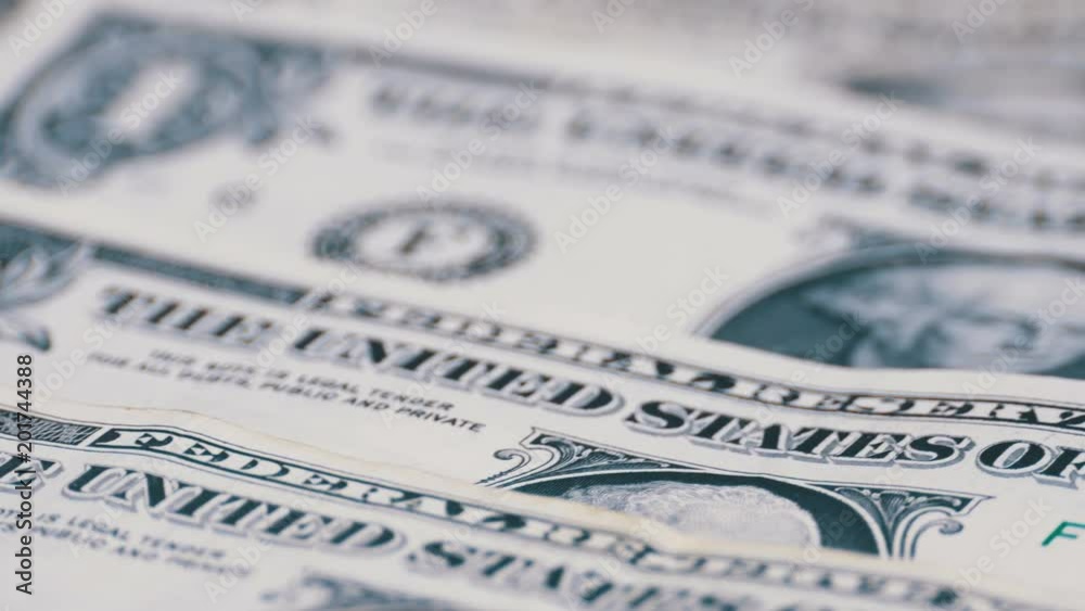 Dollars, American Banknotes value of 1 dollar is Rotate. Rotation paper ...