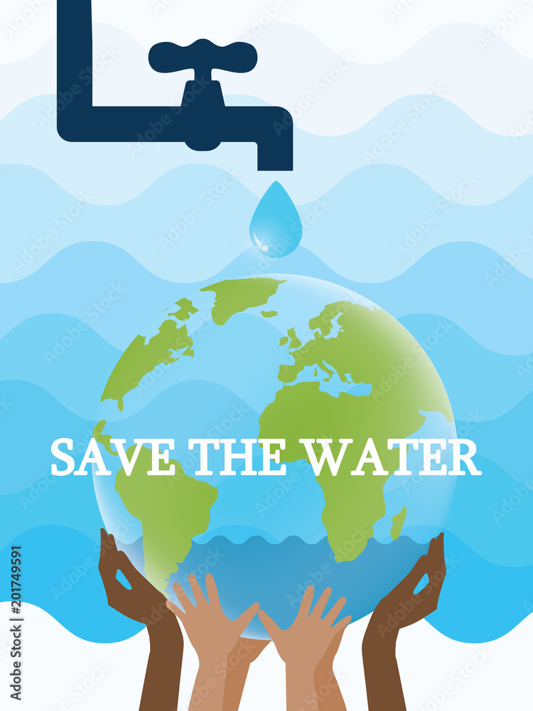 World environment day. Saving water and world environmental protection ...