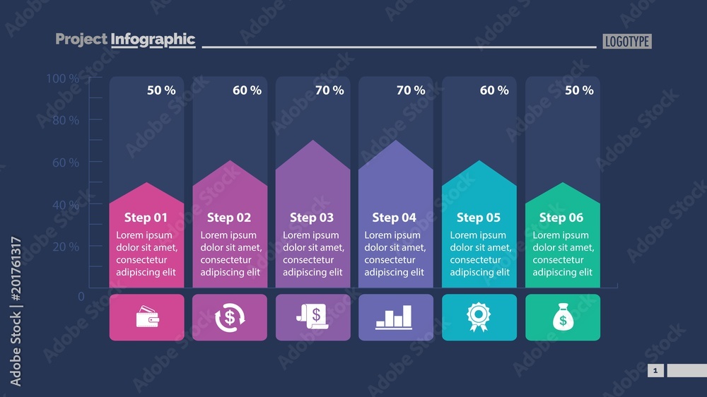 Six steps percentage process chart design Stock Vector | Adobe Stock