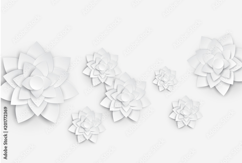 Paper art floral background. 3d flower, paper flowers, pastel color ...
