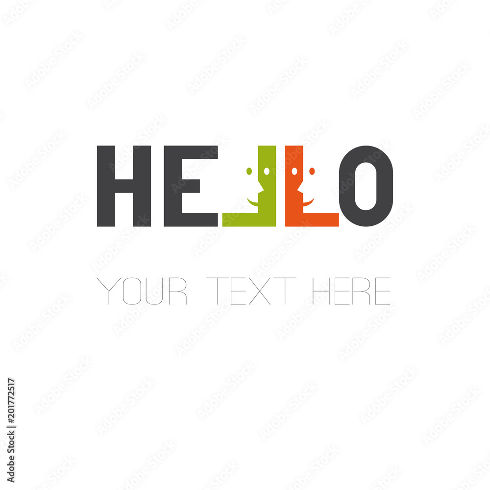 hello smooth rectangular grey, lime and coral lettering word design ...
