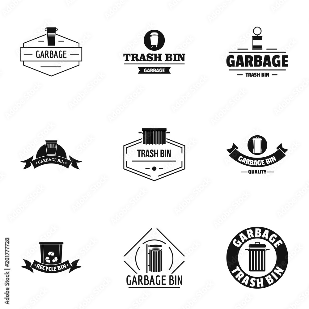 Waste logo set. Simple set of 9 waste vector logo for web isolated on ...
