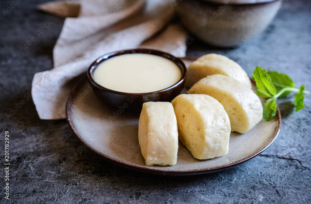 Mantou - Chinese steamed buns served with sweetened condensed milk ...
