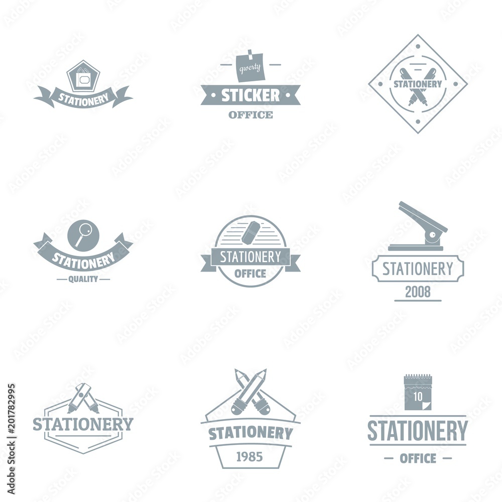 Office logo set. Simple set of 9 office vector logo for web isolated on ...