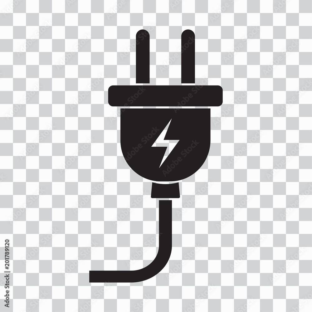 Black plug icon on transparent background. Vector illustration Stock ...