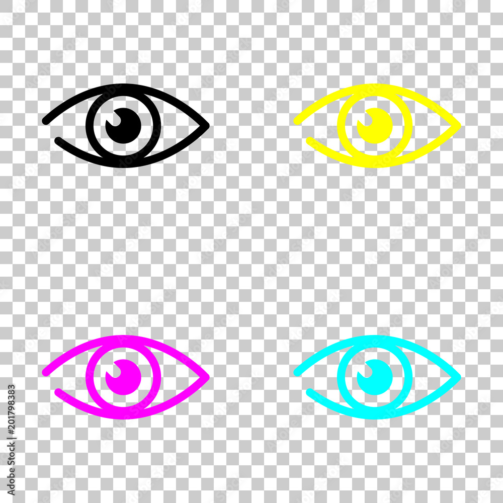 simple eye icon. Colored set of cmyk icons on transparent background ...