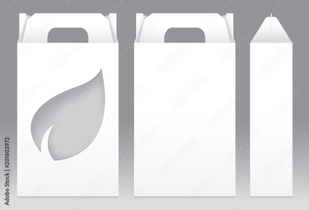 Tall Box White window leaves, leaf shaped cut out Packaging Template ...