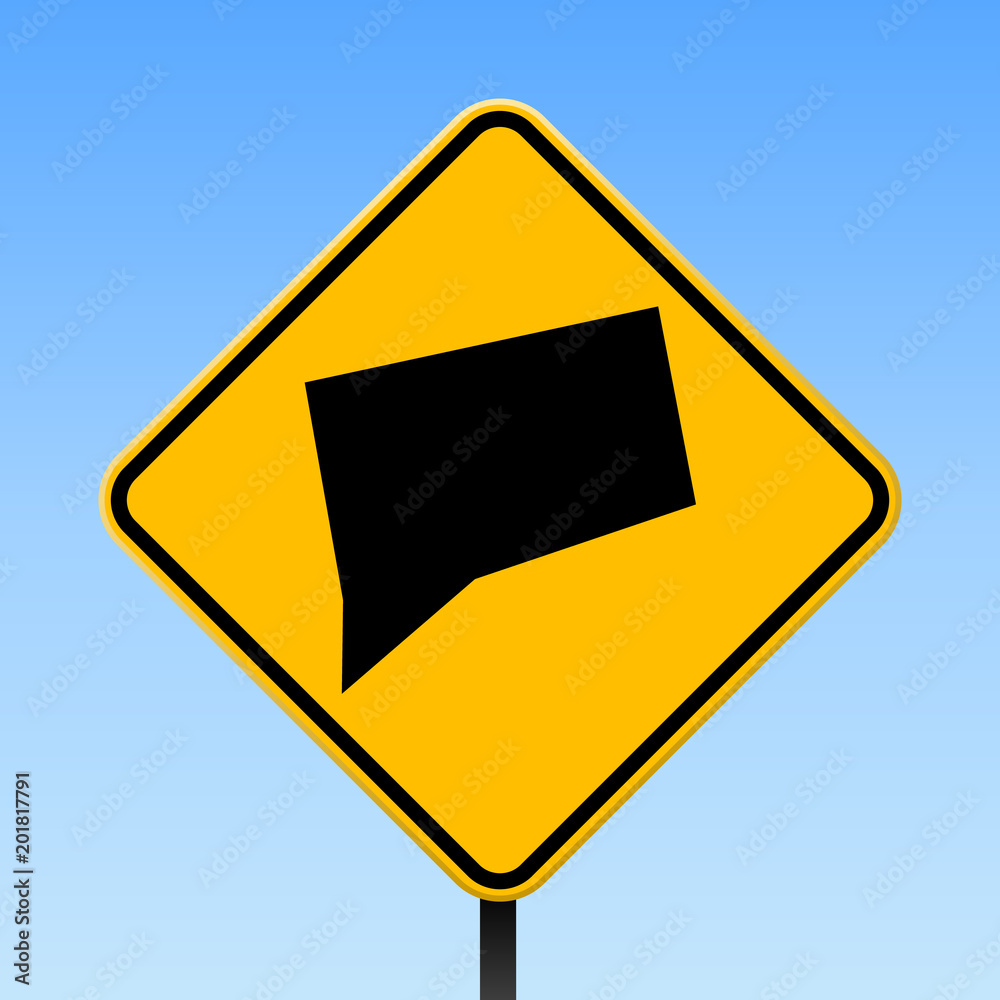 Connecticut map on road sign. Square poster with Connecticut us state ...