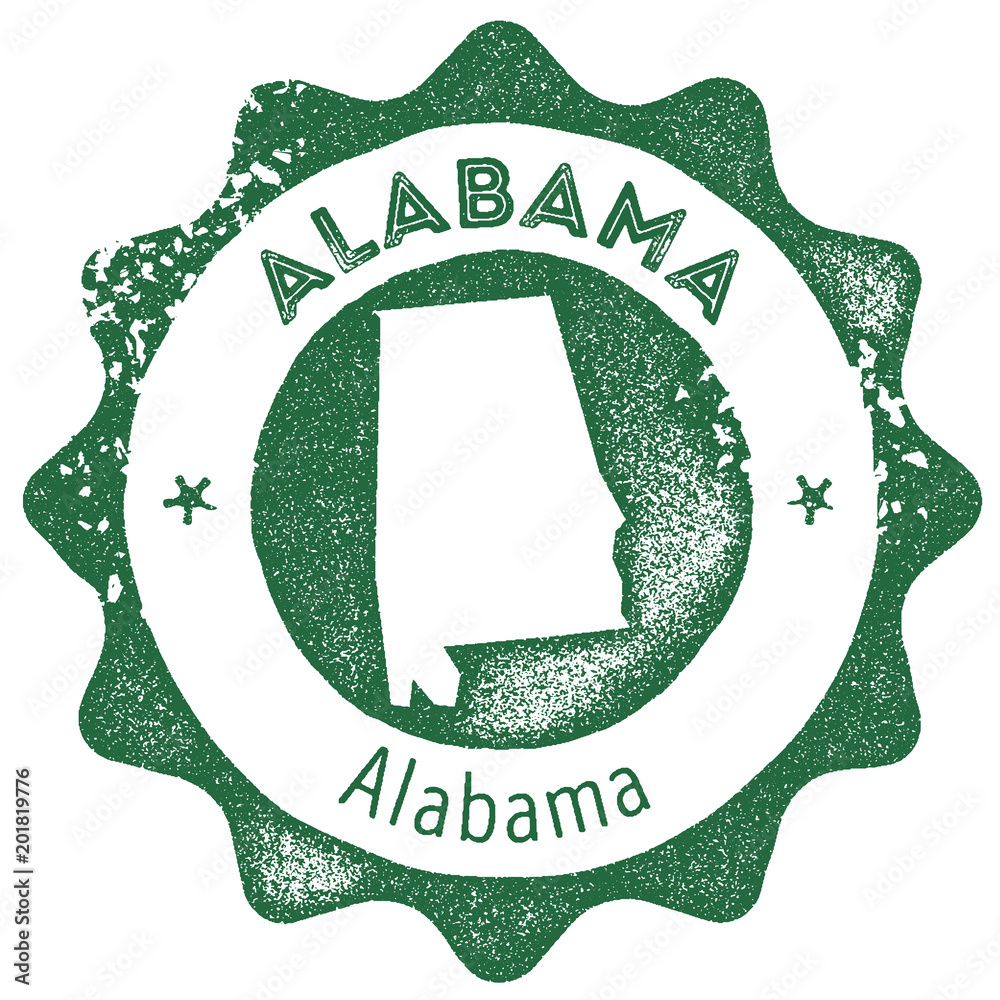 Alabama map vintage stamp. Retro style handmade label, badge or element ...