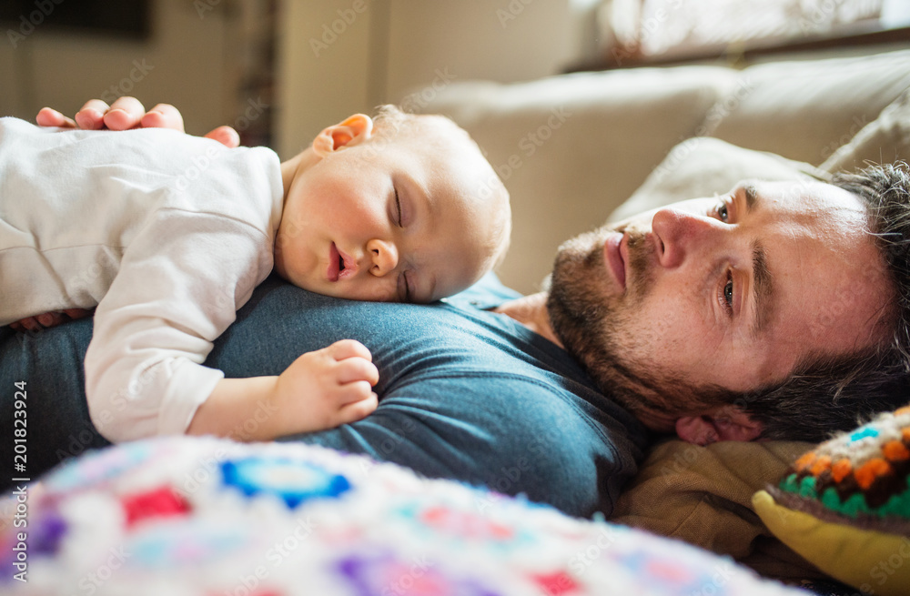 Father And Baby Sleeping