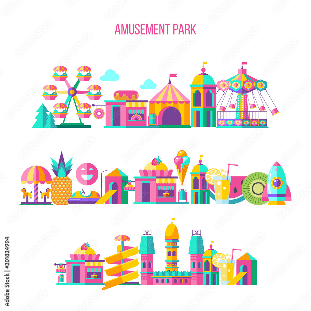 Amusement park. Vector clipart. Stock Vector | Adobe Stock