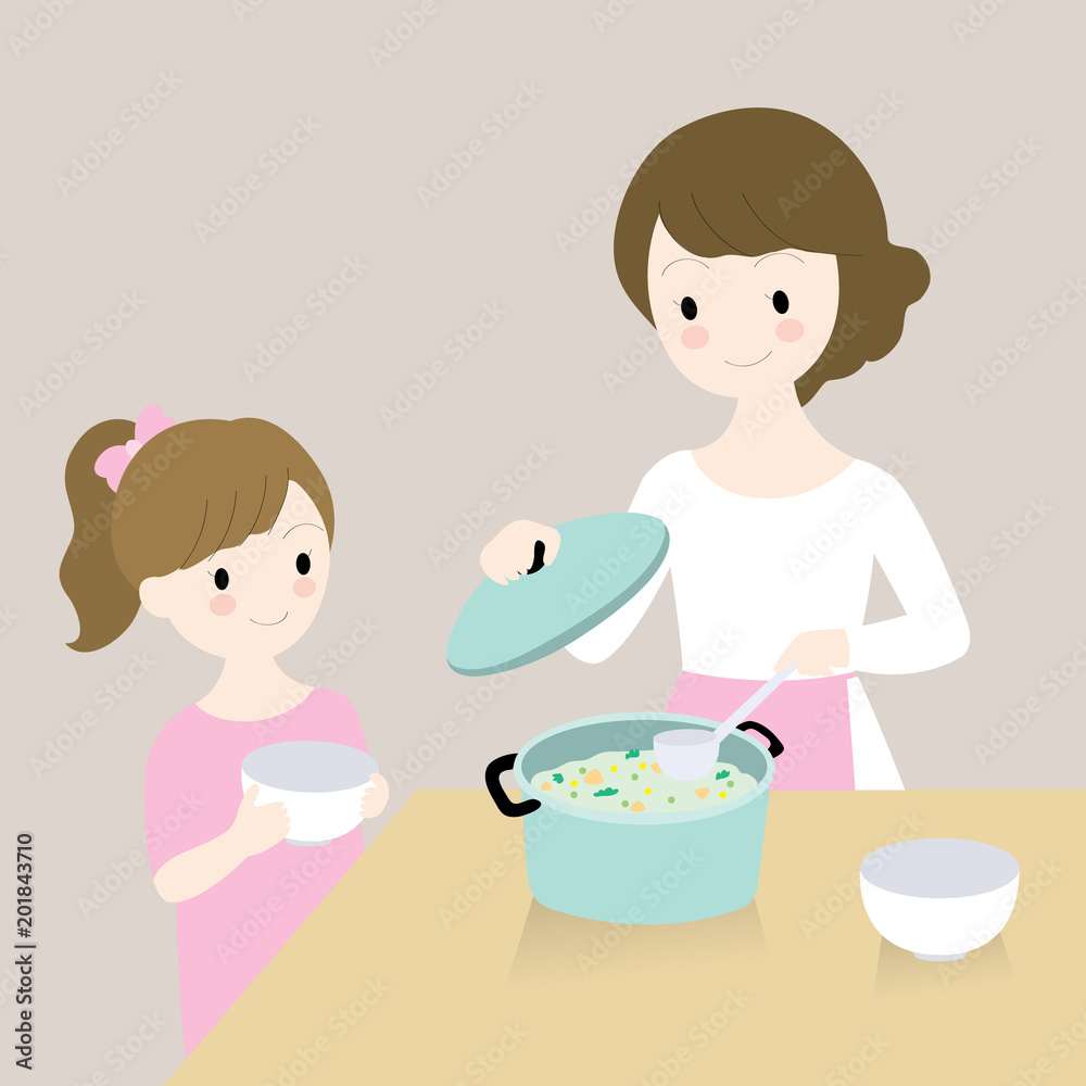Mom Cooking Vector