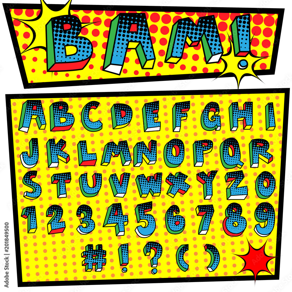 cartoon font pop art style Stock Vector | Adobe Stock