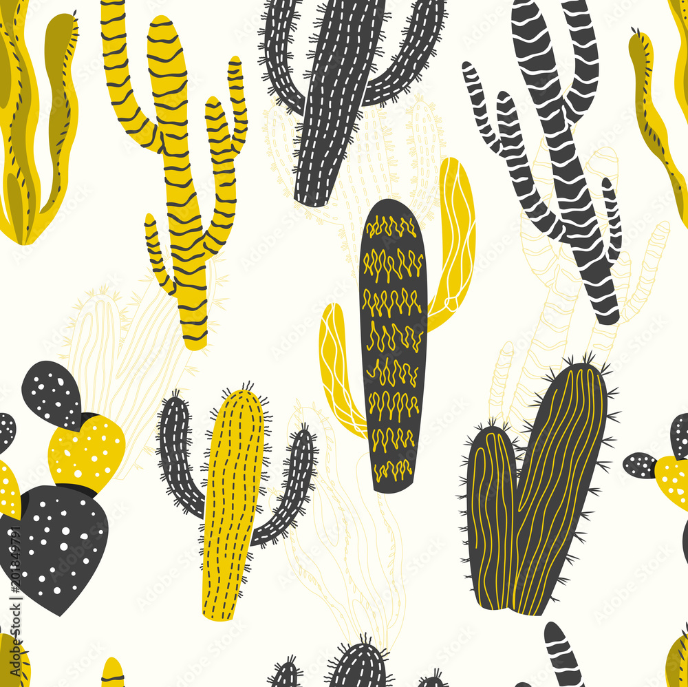 Cactus and Succulent Plants Seamless Pattern Stock Vector | Adobe Stock