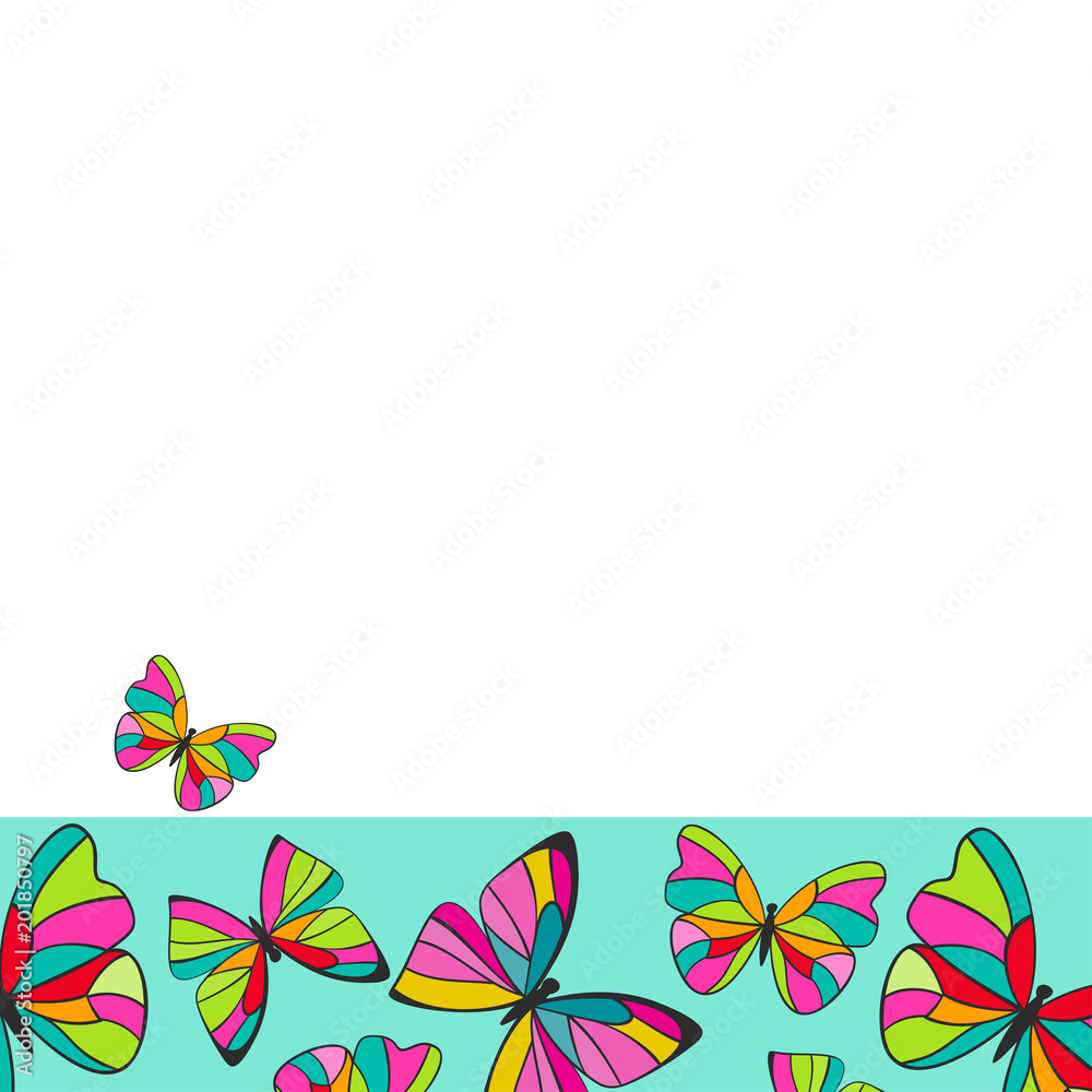 Colorful Butterflies Border Background Design Stock Vector | Adobe Stock