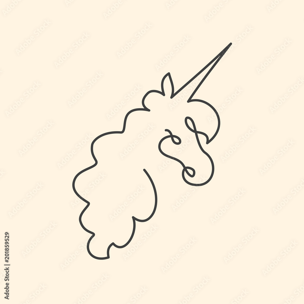 Continuous line art of unicorn head Stock Vector | Adobe Stock