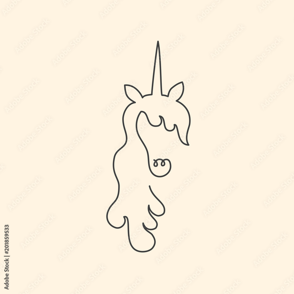 Continuous line art of unicorn head Stock Vector | Adobe Stock