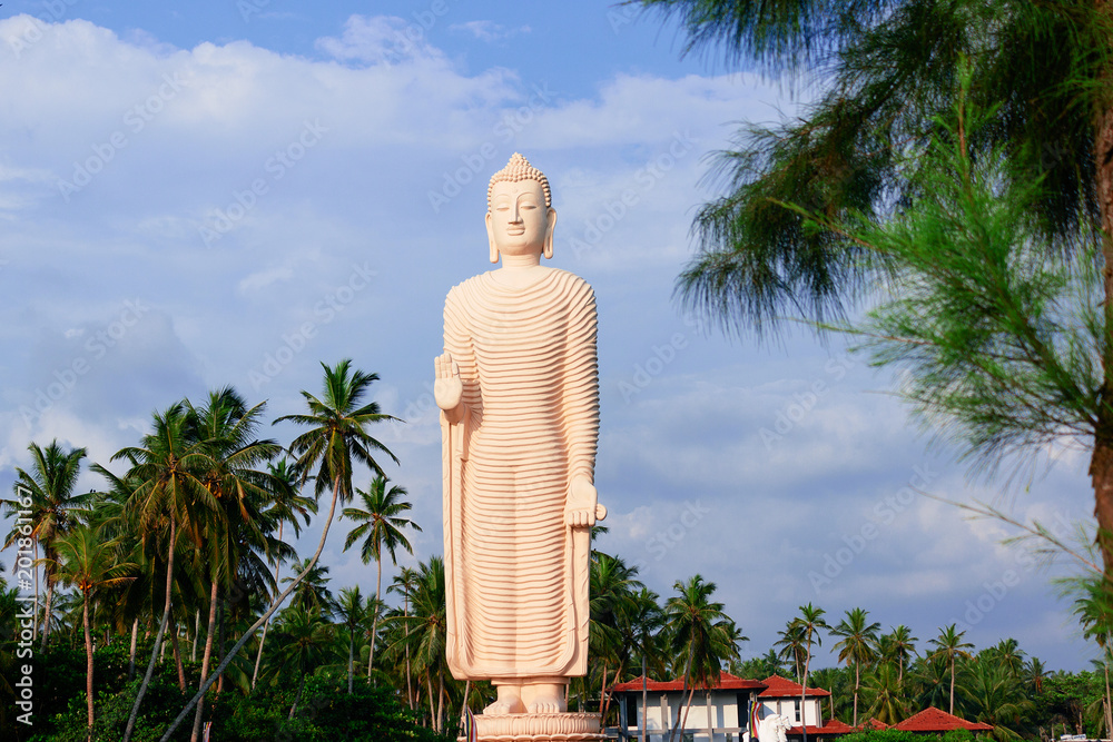 Big white Buddha in Hikkaduwa, Sri Lanka. The statue near Tsunami ...