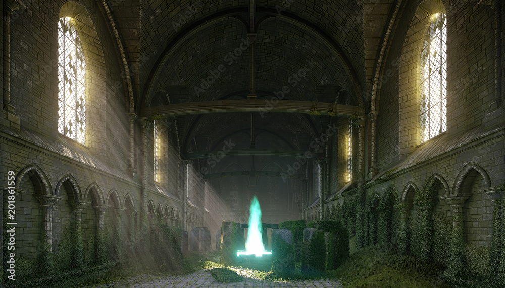 3D illustration of a fantasy source of strength and eternal energy in ...