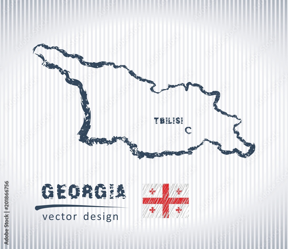 Georgia vector chalk drawing map isolated on a white background Stock ...
