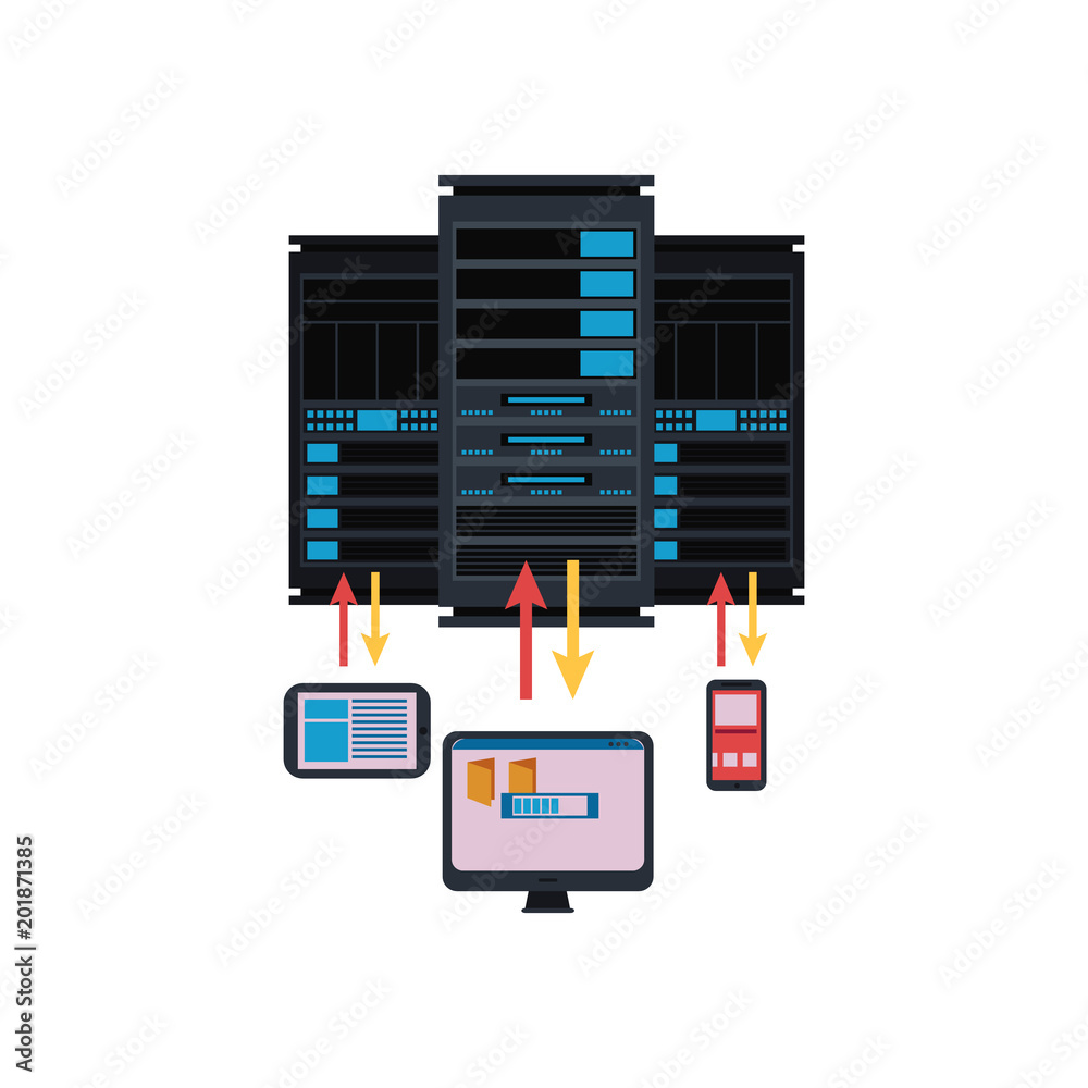Server room and connection with computer techologies conceptual ...