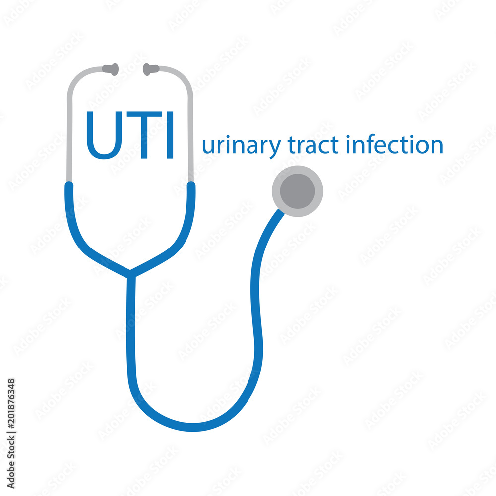 UTI Urinary Tract Infection text and stethoscope icon- vector ...