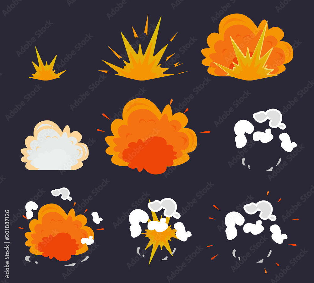 Cartoon explosion effect with smoke. Vector illustration EPS10 Stock ...