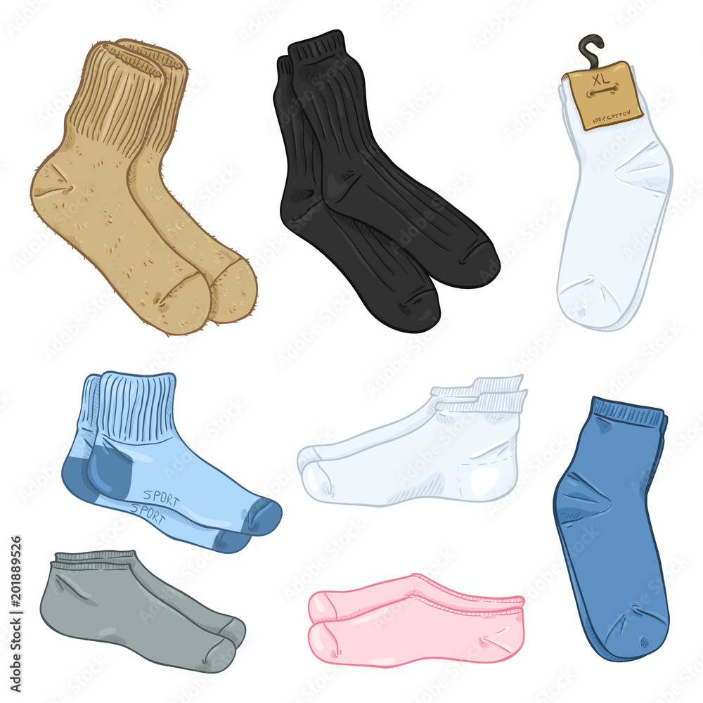 Vector Cartoon Set of Different Style Socks. Stock Vector | Adobe Stock