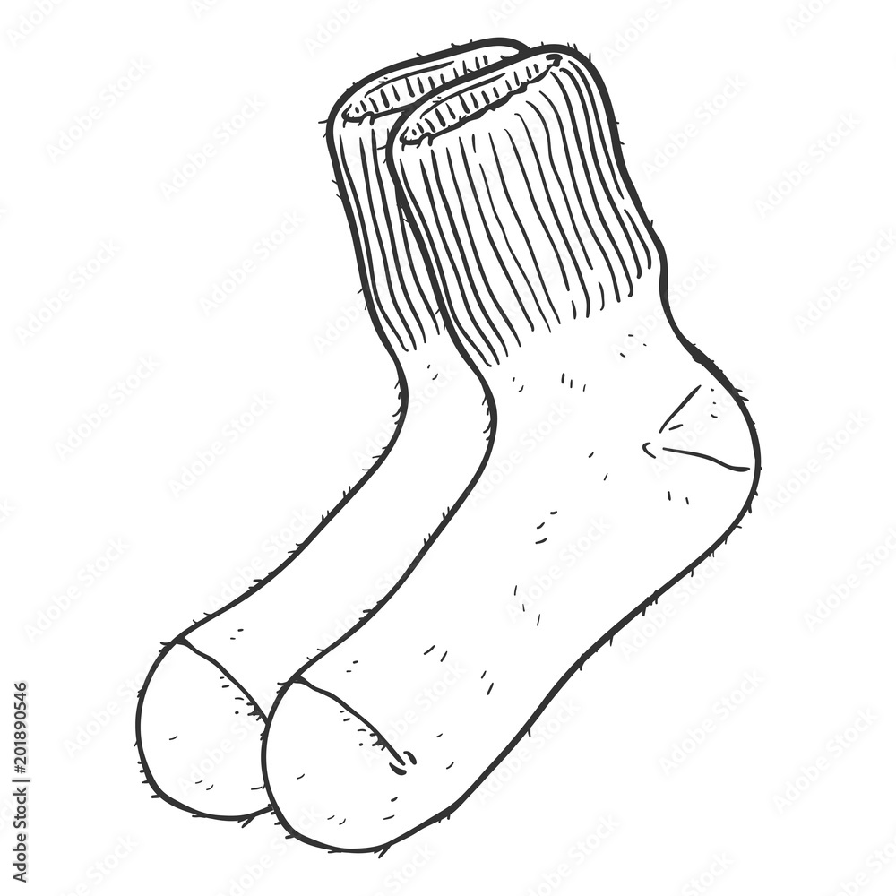 Vector Sketch Illustration - Old Woolen Socks Stock Vector | Adobe Stock