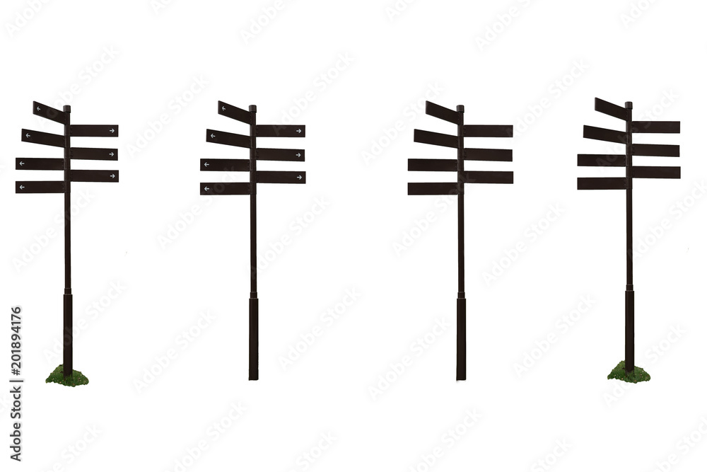 signpost guide direction sign on a pole in many style. brown metal sign ...