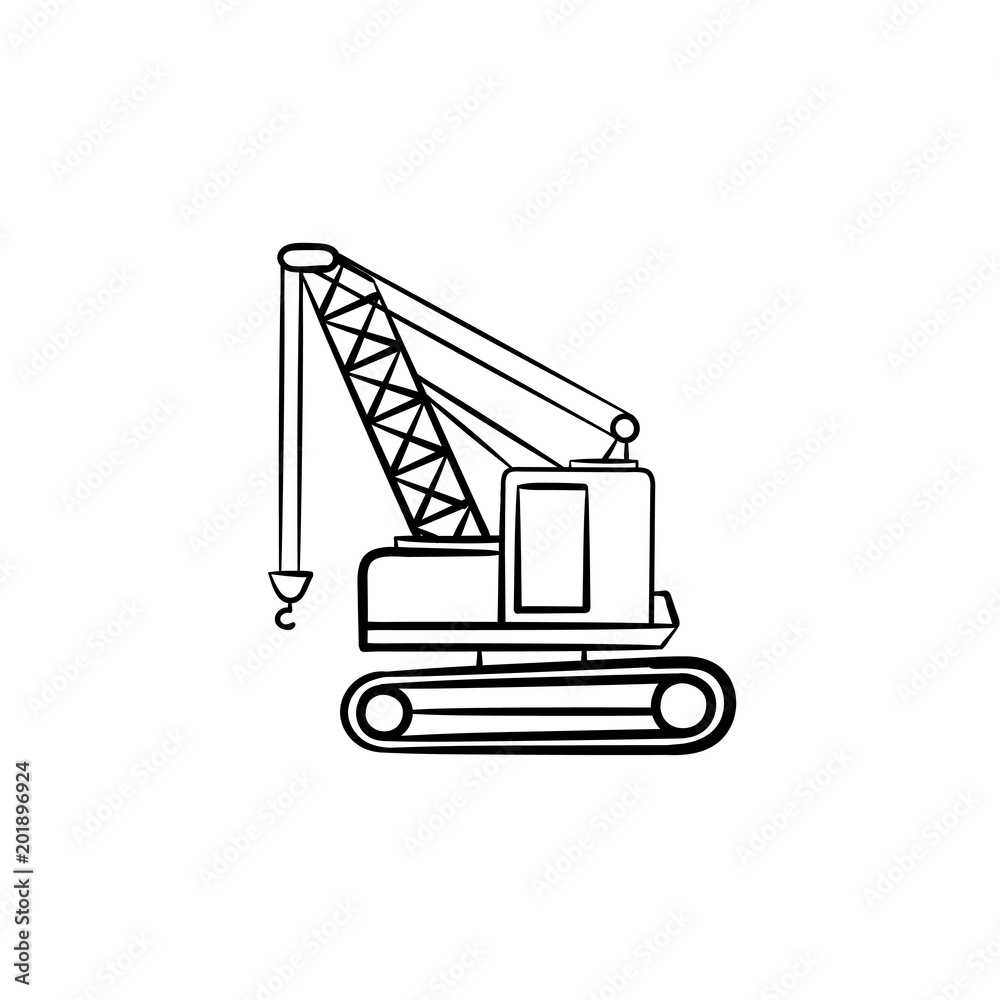 Lifting crane hand drawn outline doodle icon. Construction industry ...
