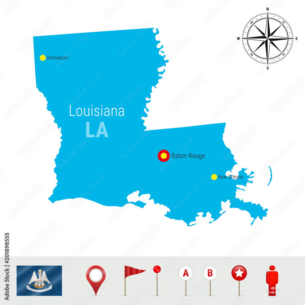Louisiana Vector Map Isolated on White Background. Detailed Silhouette ...
