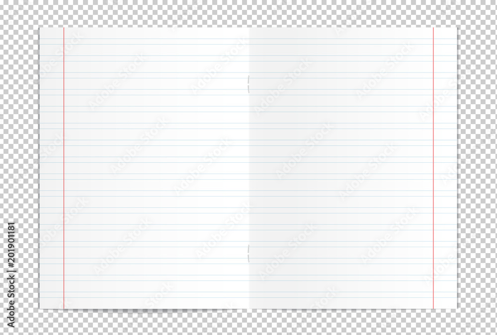 Fényképezés Vector illustration of realistic blank writing practice ...