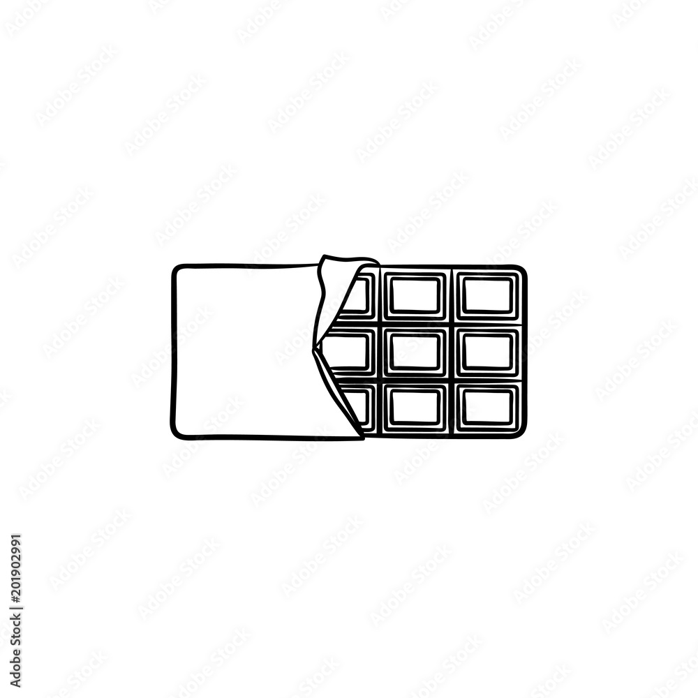 Chocolate bar hand drawn outline doodle icon. Vector sketch ...