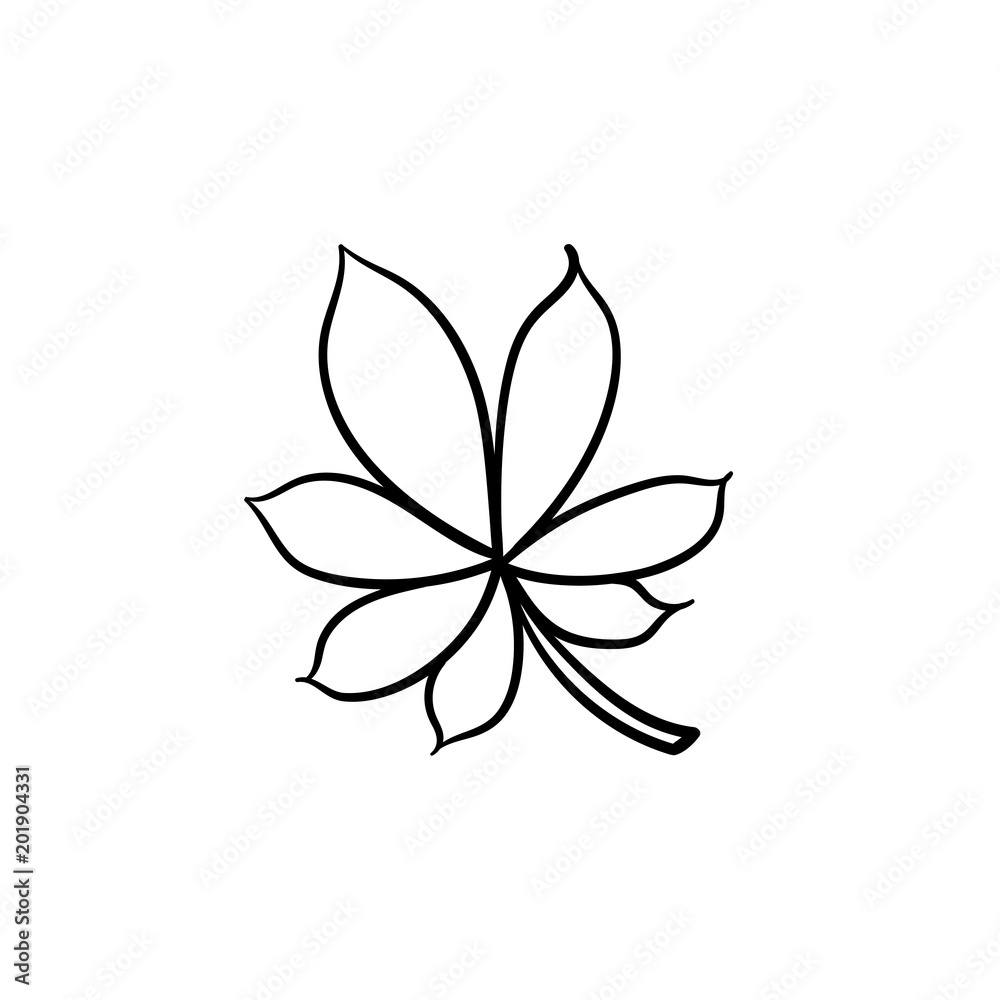 Chestnut leaf hand drawn vector outline doodle icon. Vector sketch ...