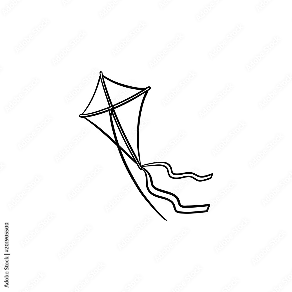 Kite hand drawn outline doodle icon. Vector sketch illustration of kite ...