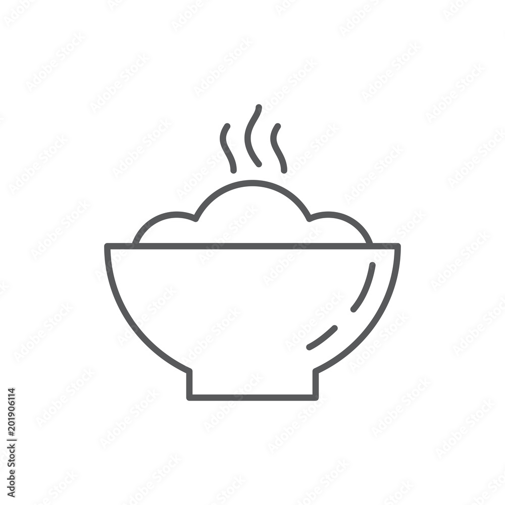 Hot freshly prepared porridge in plate editable outline icon - pixel ...