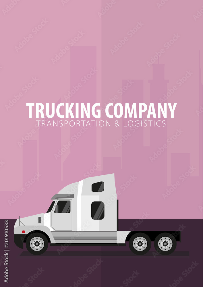 Trucking Industry poster, Logistic and delivery. Semi truck. Vector ...