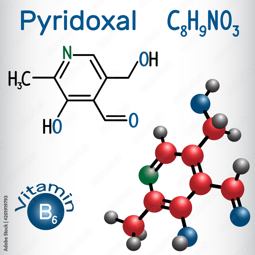 Pyridoxal molecule, is a vitamin B6. Structural chemical formula and ...